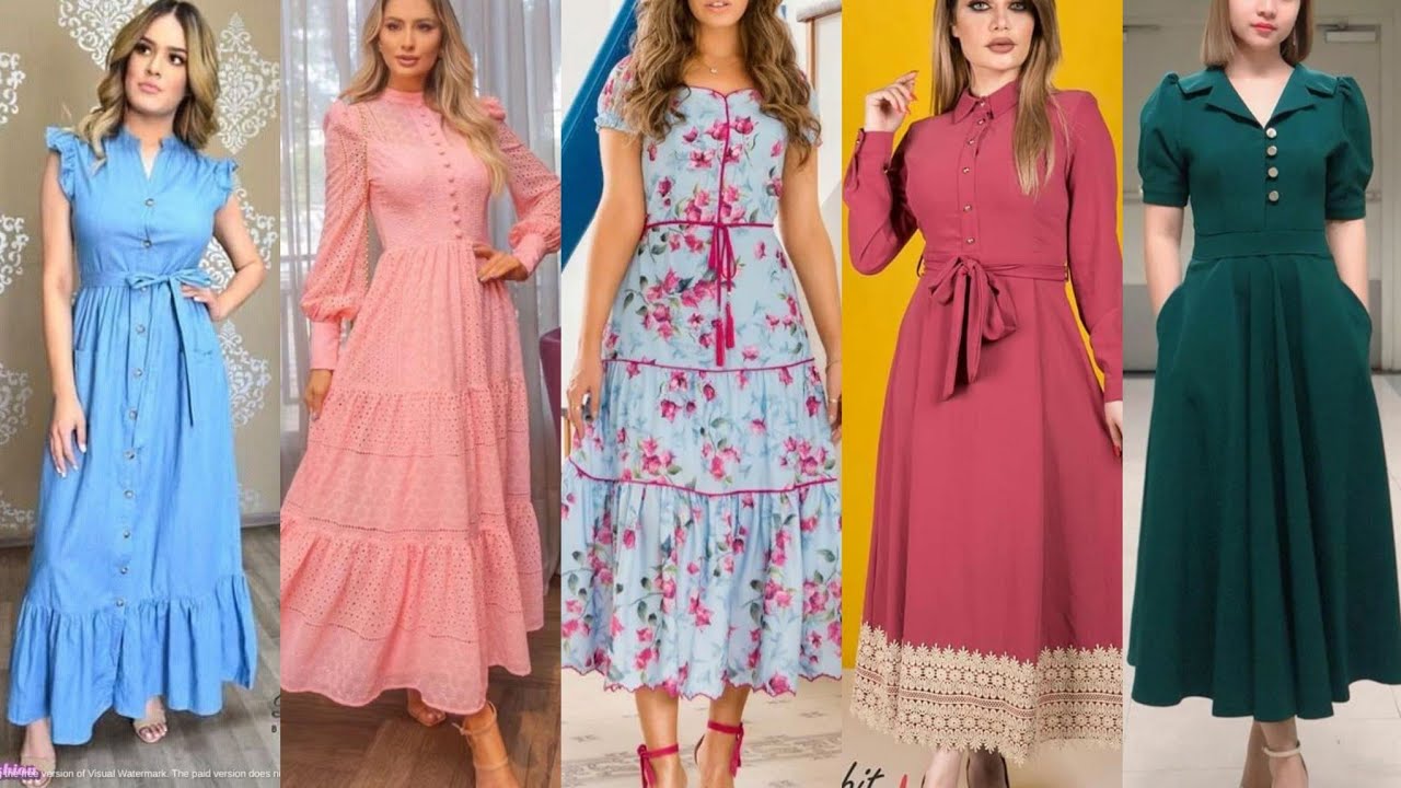 High Quality Plain And Printed Ruffle Long Frocks Designs Ideas For ...