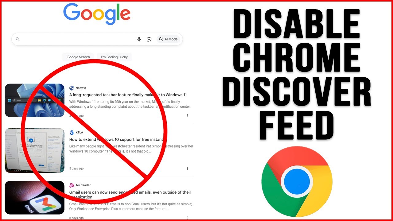 Disable the Google Homepage Discover Feed in Google Chrome - YouTube