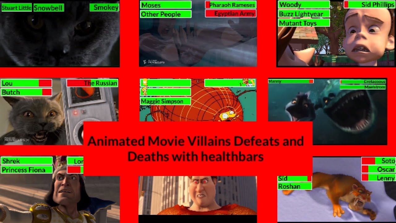 Animated Movie Villains Defeats And Deaths with healthbars - YouTube
