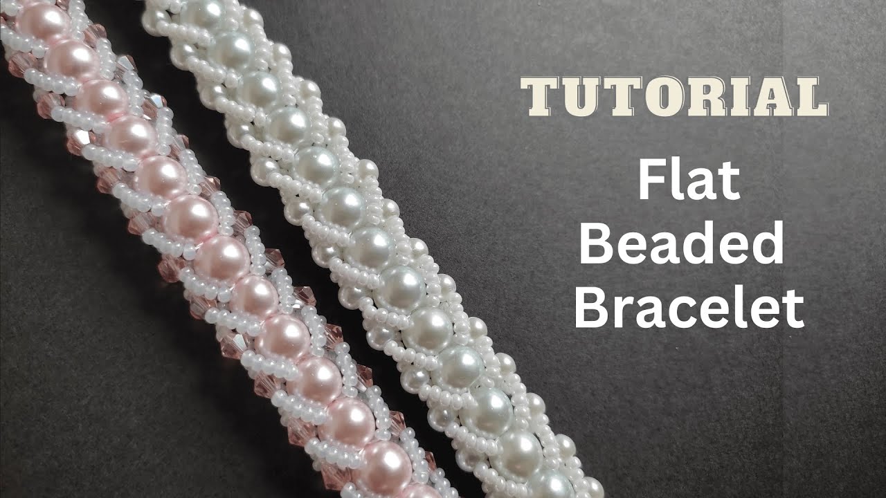 Beaded flat bracelet, beading tutorial for beginners - YouTube