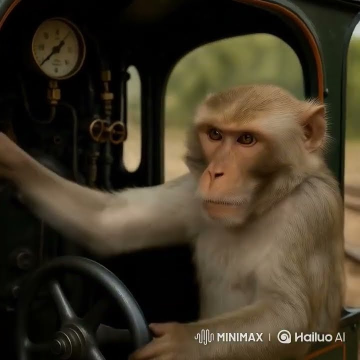 Monkey Train Driving #train - YouTube