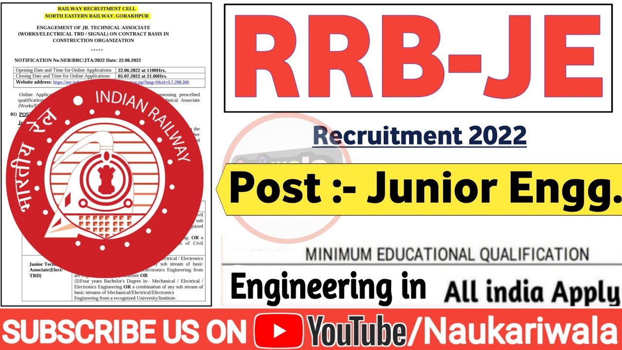 RRB JE Notification 2022 | Fresher | Recruitment 2022 | Job Vacancy ...