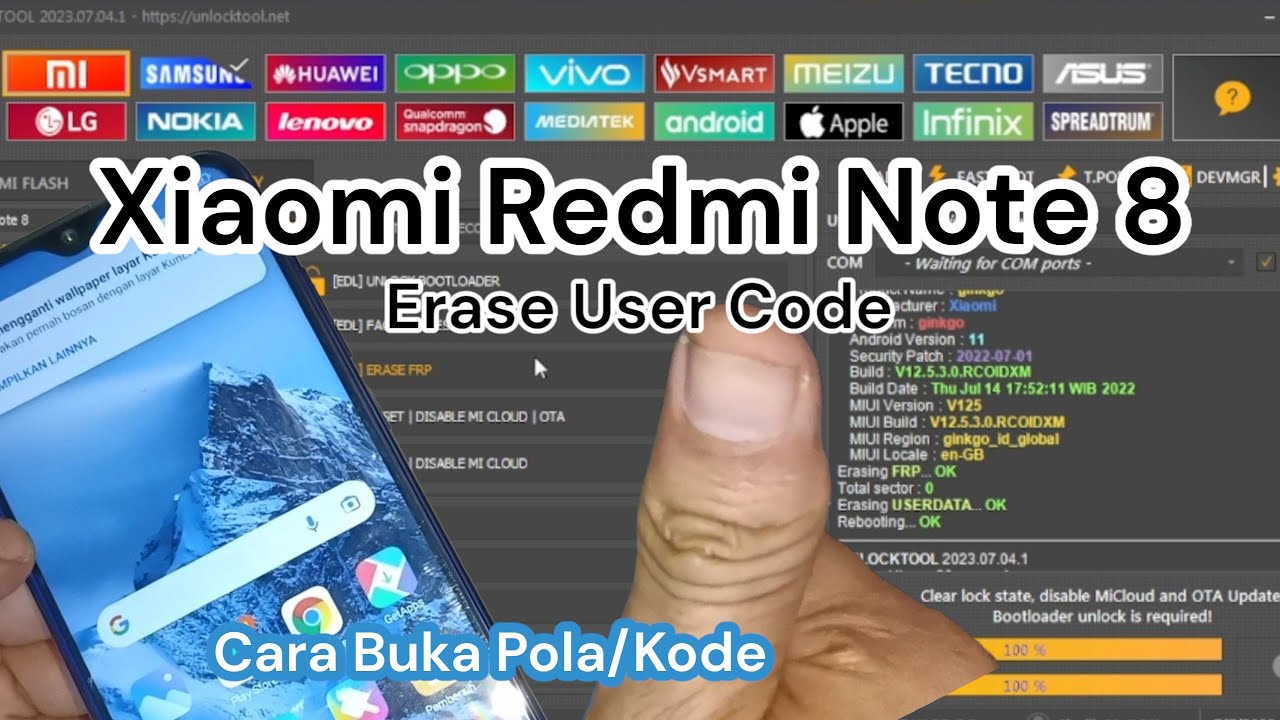 Xiaomi Redmi Note 8 Erase User Code |solusi lupa pola/kode via ...