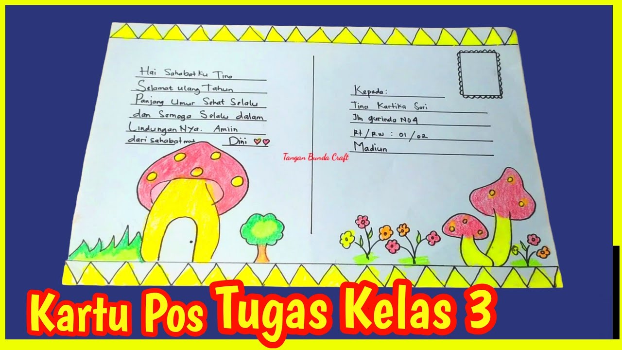 Cara membuat dan menghias kartu pos | tugas kelas 3 tema 7 | PALING ...
