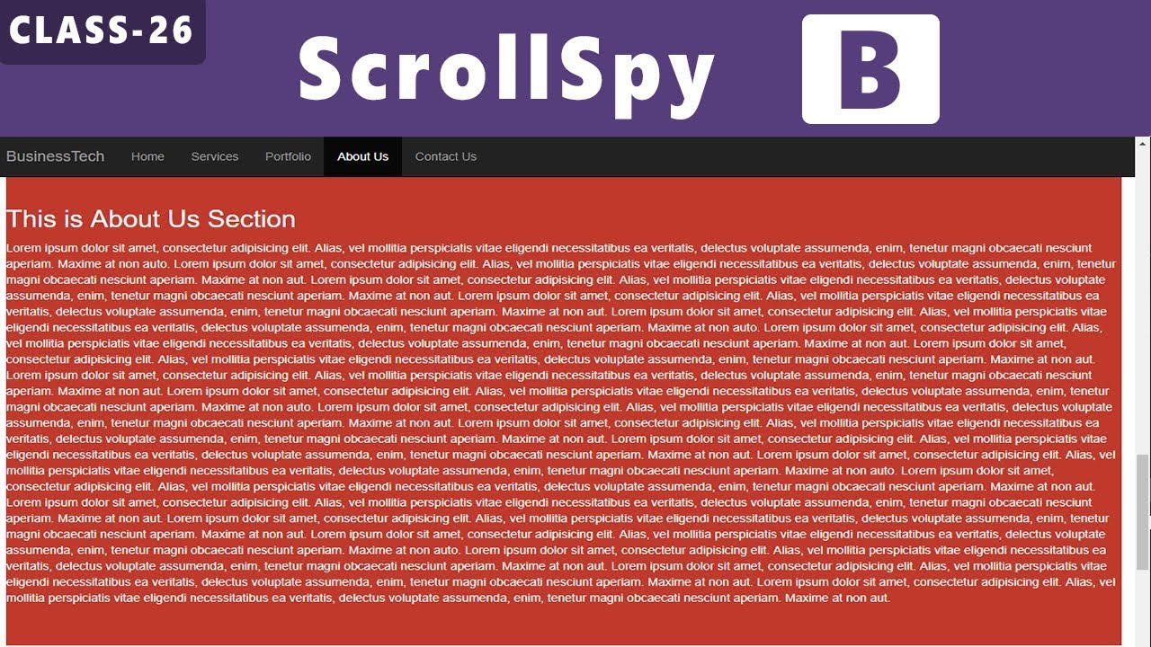Scrollspy In Bootstrap Bootstrap Tutorials For Beginners In Hindi Or Urdu Class 26 Youtube