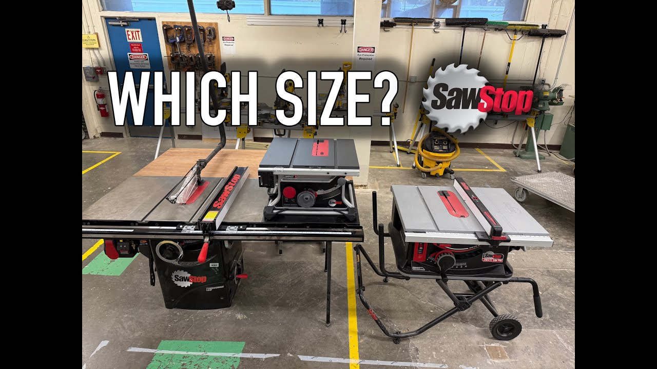 SawStop size difference comparison: 36" cabinet, job site, and compact ...