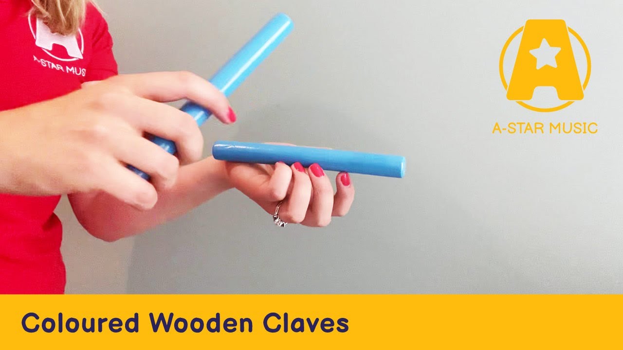 A-Star Coloured Wooden Claves - Blue | AP4102BL - YouTube
