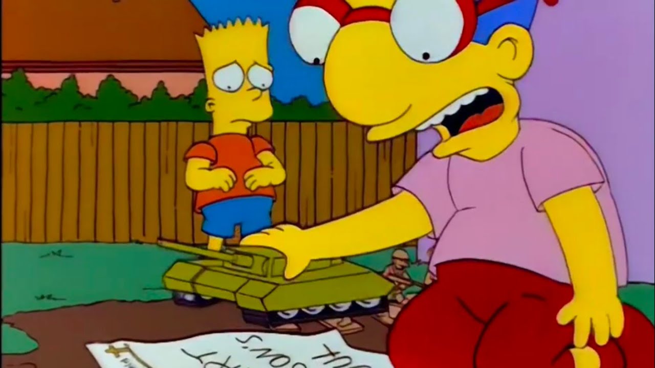Simpsons - Milhouse Playing In Dirt With Army Men & White Piece of ...