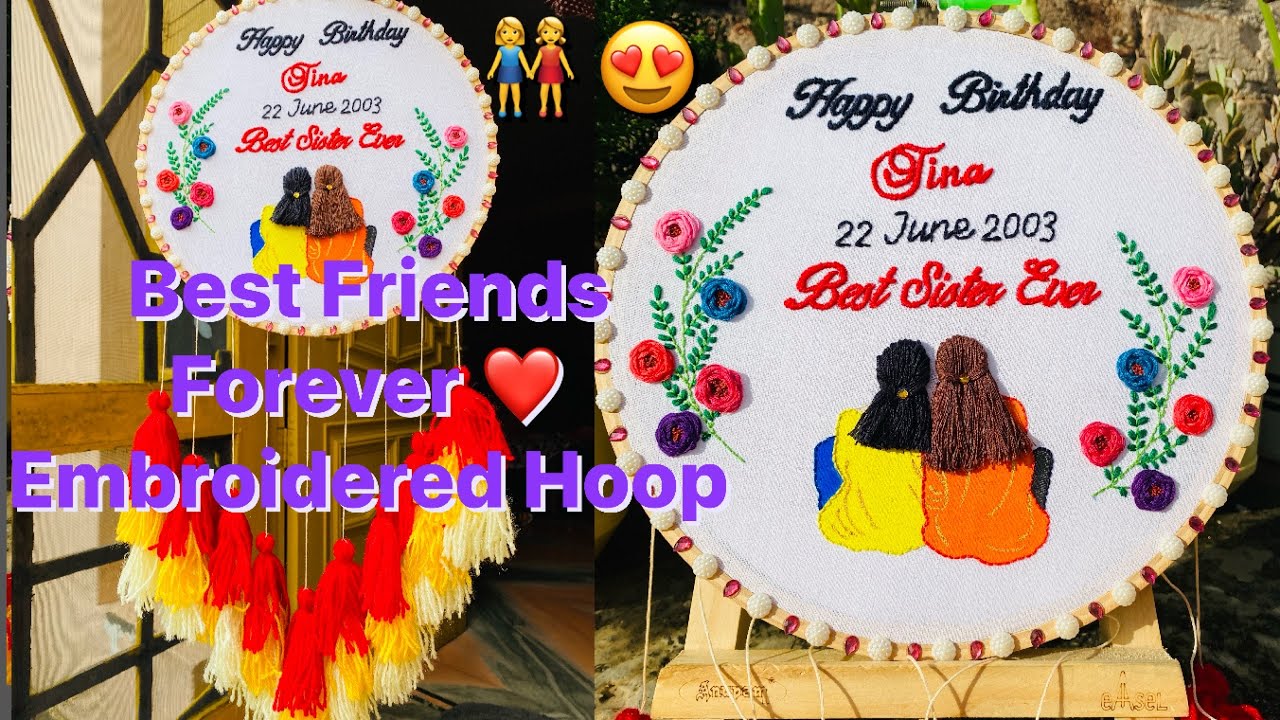 Best Friends Forever Embroidery Hoop| Rose Flowers🌸| Hair Design ...