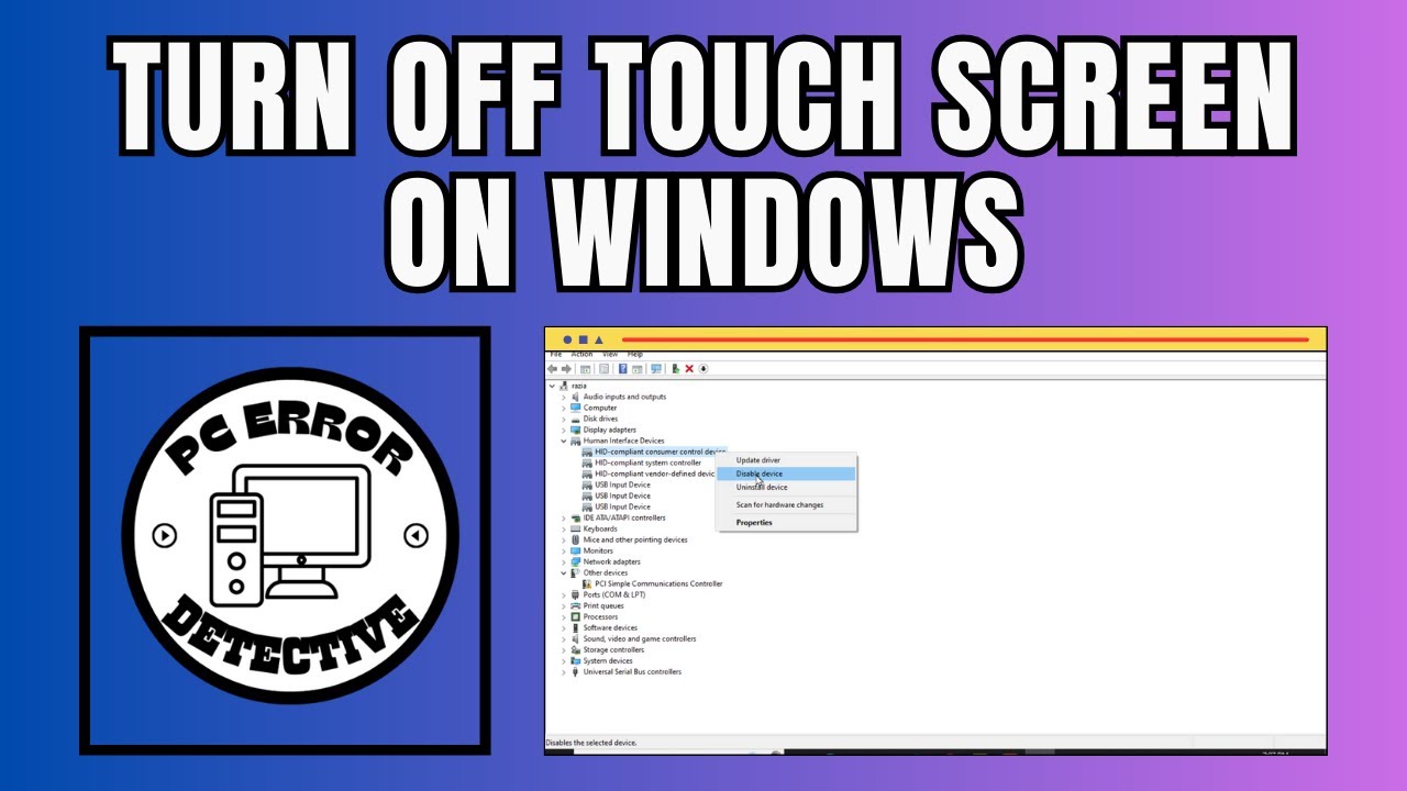 How to Turn Off Touch Screen On Windows - YouTube