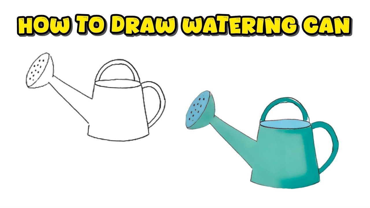 How to Draw a Watering Can – Simple Gardening Tool Drawing Guide - YouTube