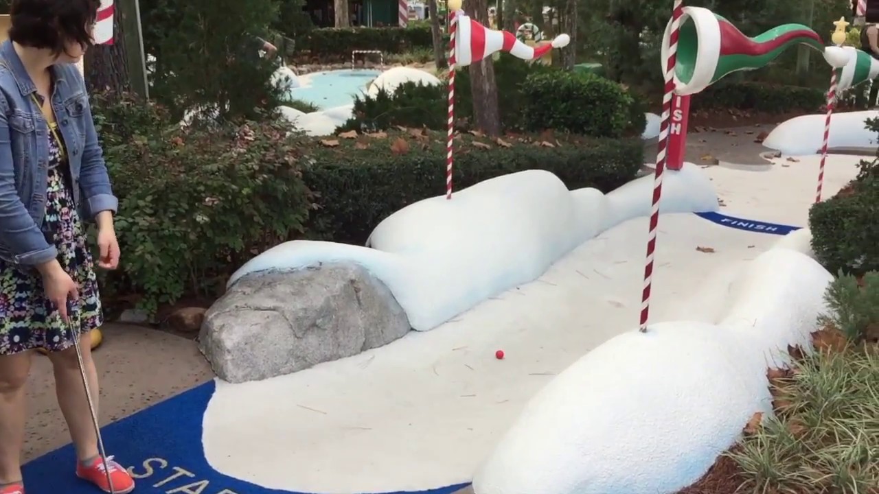 Disney Winter Summerland mini golf hole-in-ones and close calls - YouTube