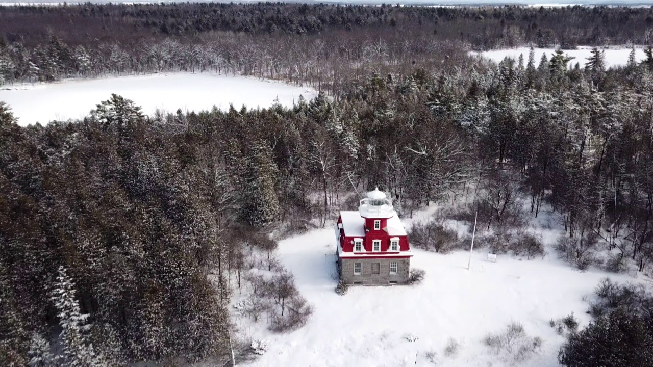 Plattsburgh Drone: Bluff Point Lighthouse 2-13-18 - YouTube