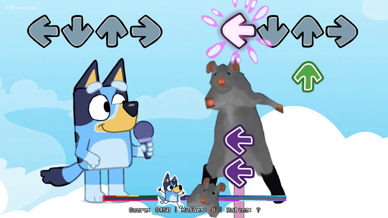 FNF Rat Dance chess Meme sings Pony Girl | Vs Bluey x Bingo x Mackenzie ...