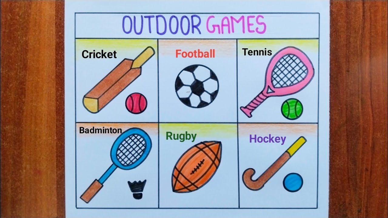 How To Draw Outdoor Game Easily / Outdoor Games Drawing For Beginners ...