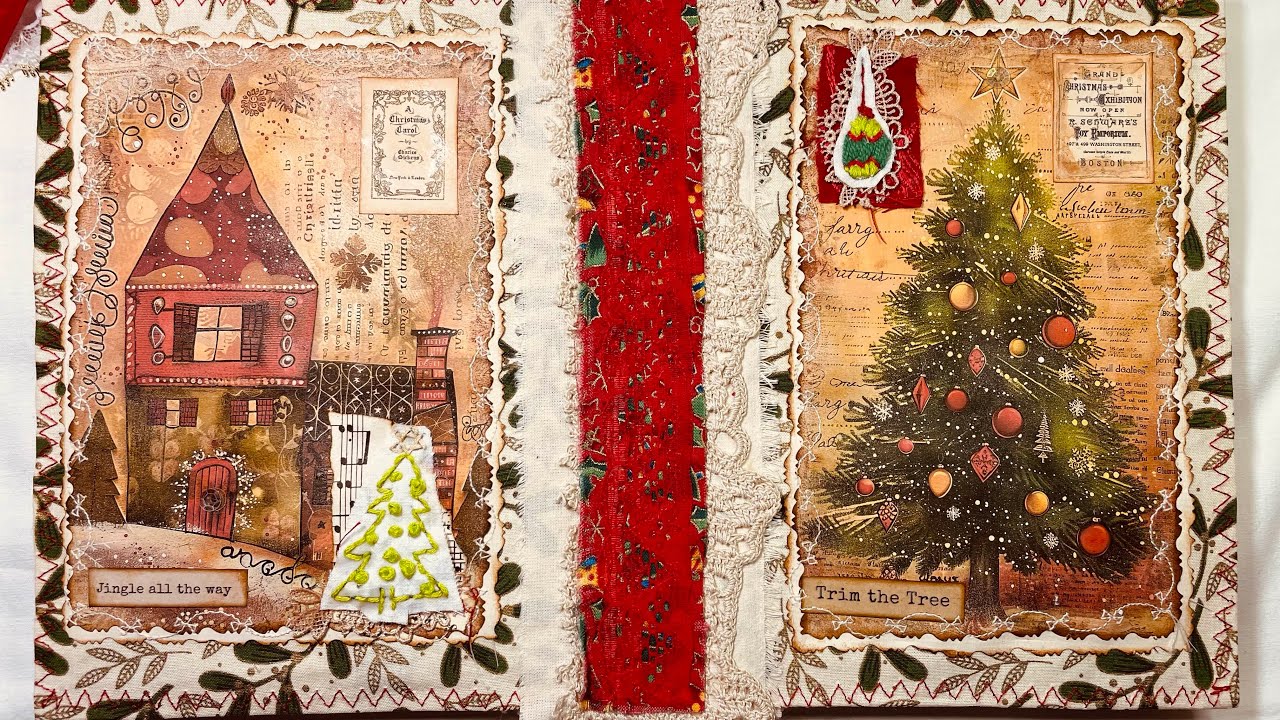 How to sew in a signature and finishing my Christmas Journal Cover. # ...