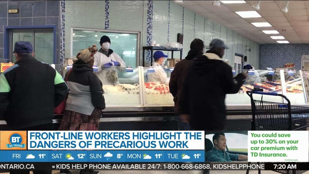 Front-line workers highlight the dangers of precarious work - YouTube