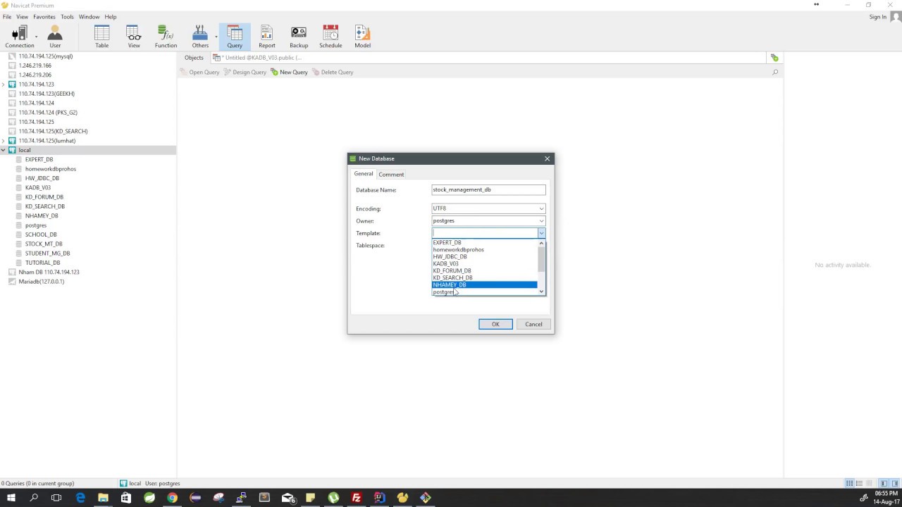 create new database and table use navicat IDE - YouTube