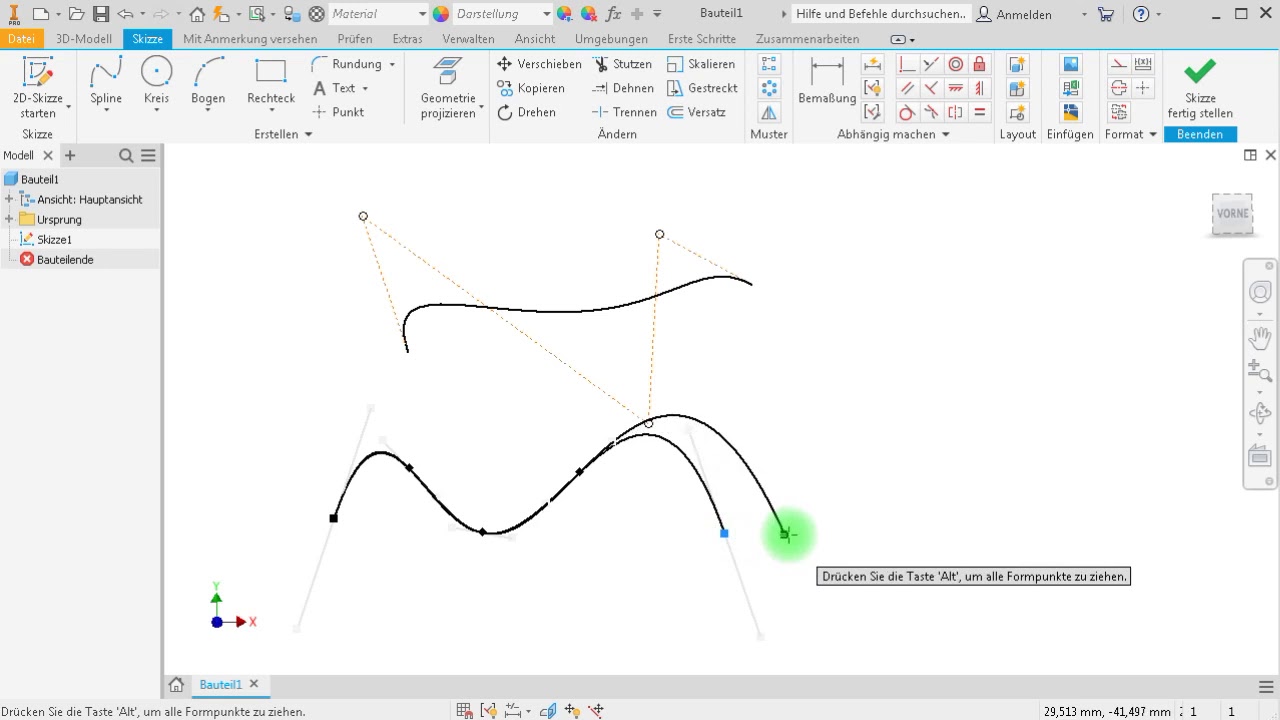 Mit Autodesk Inventor Splines und Brückenkurven zeichnen - YouTube