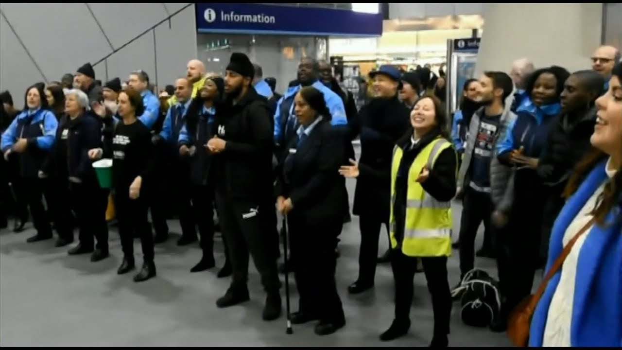 Rail staff at London Bridge flash mob (UK) - BBC & ITV London News ...