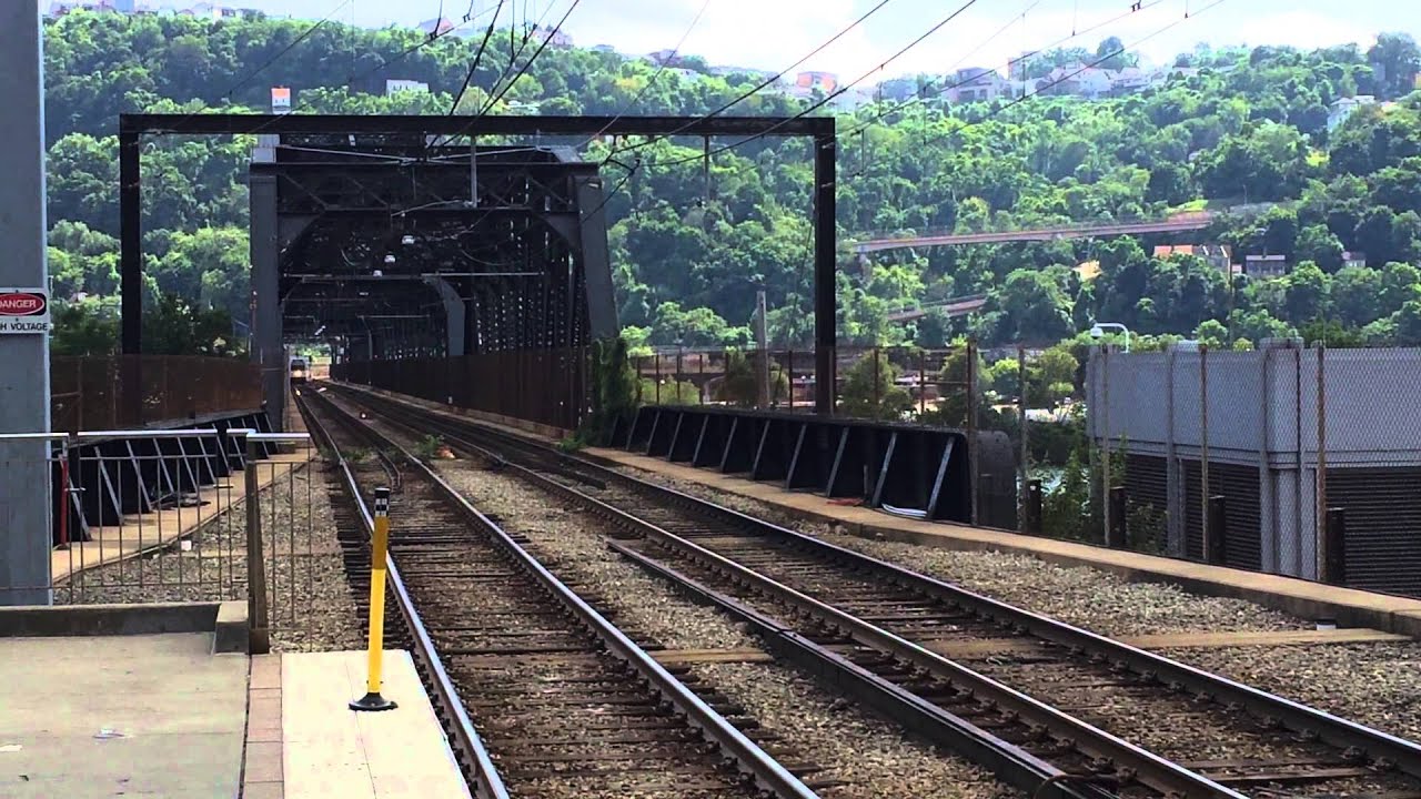 Pittsburgh Light rail arriving First Avenue Station from Station Plaza ...
