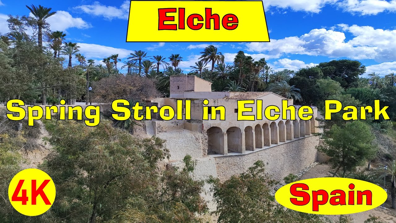 Spring Stroll in Elche Park, The palm trees bloom among other beautiful ...
