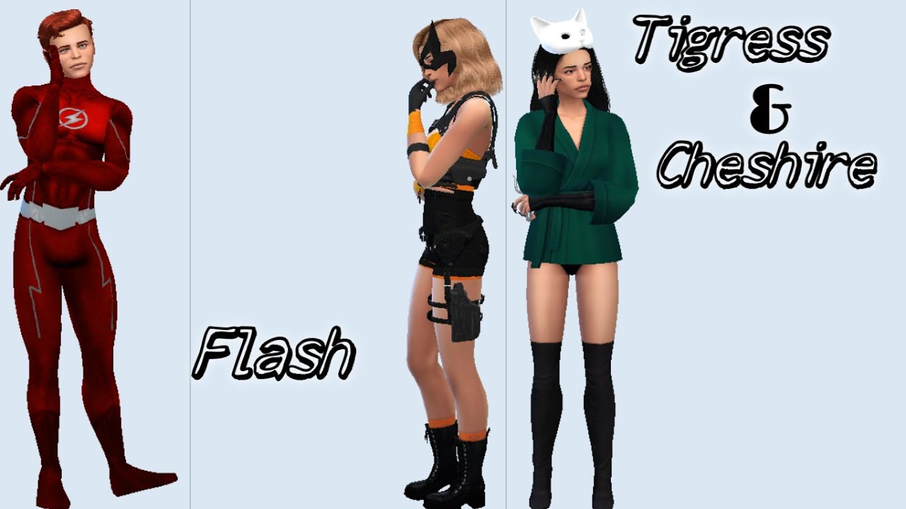 Sims 4 | Flash, Artemis (Tigress) and Cheshire + CC Links - YouTube