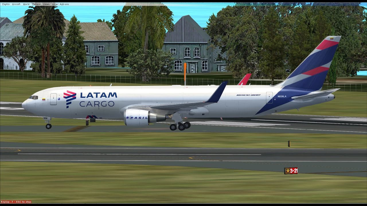 BOEING 767 300 LATAM CARGO FSX P3D POUZO ILS DENTRO E POR FORA - YouTube