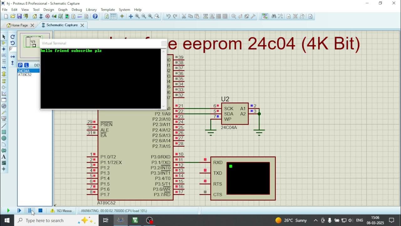Serial eeprom 24c04(4k bit) interface with 8051,#shortvideo #eeprom#8951 #shortsvideo # ...