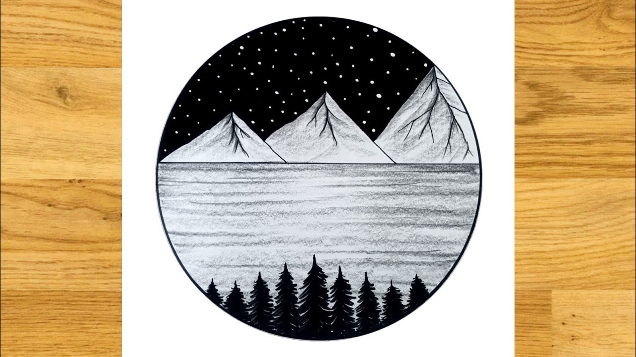 Pencil drawing in a moonlight night scenery - easy drawing || Ashraful ...