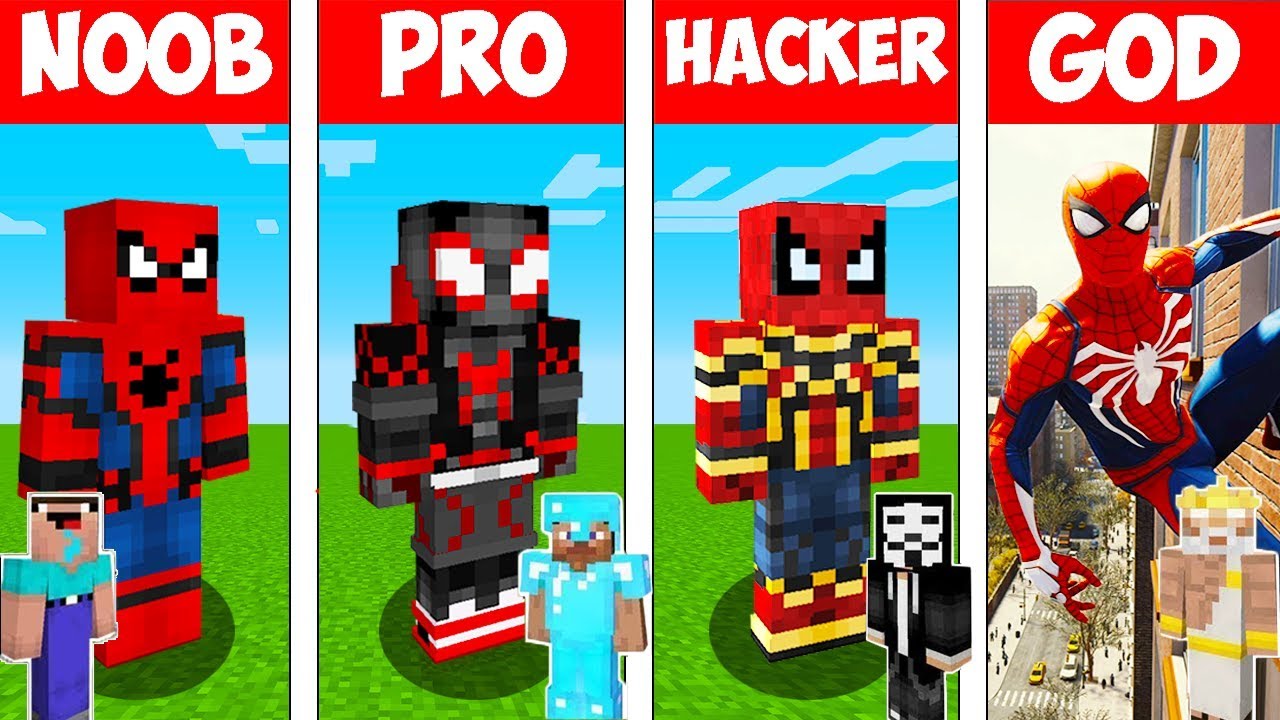 Minecraft - NOOB vs PRO vs HACKER vs GOD : SPIDER MAN in Minecraft ...
