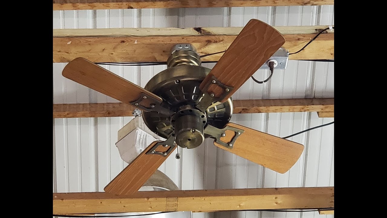 Nutone Sea Island Ceiling Fan model PFM-52 (antique brass) - YouTube