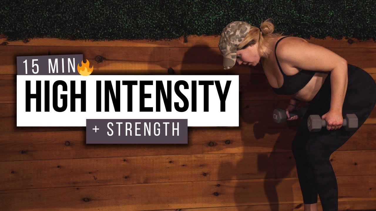 15 MIN FULL BODY HIIT AND STRENGTH Workout - With Weights, Dumbbell ...