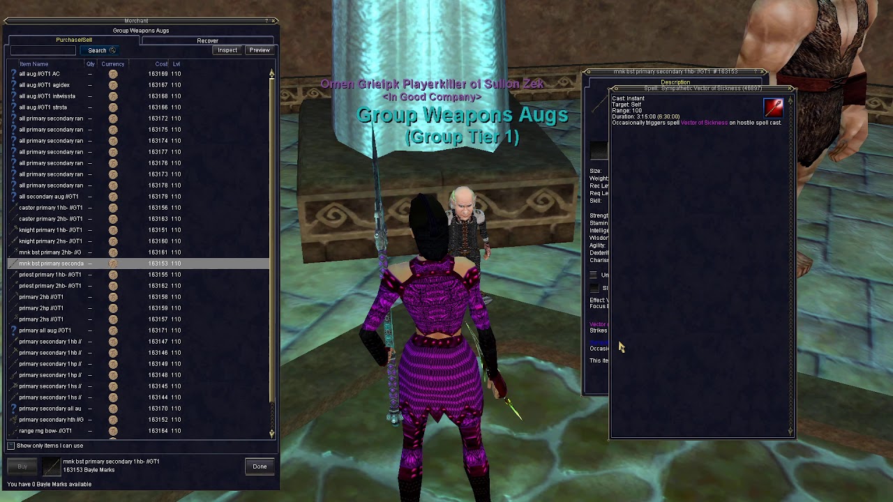 BETA - EverQuest Torment of Velious: Tier 1 Group Weapons & Augs Vendor ...