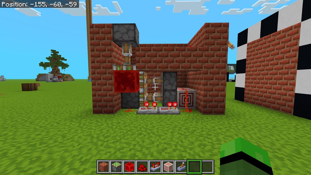 minecraft bedrock corner, hidden redstone door tutorial - YouTube