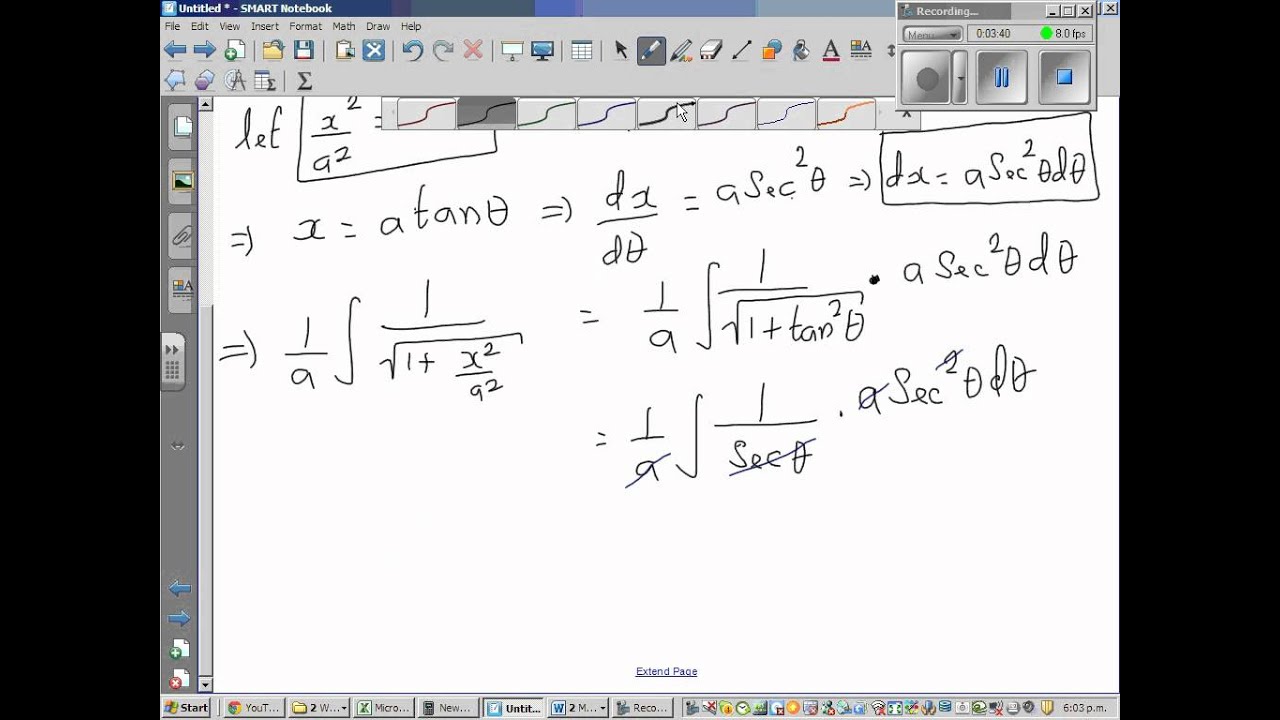 Integration Of 1 Sqrt x 2 a 2 dx YouTube