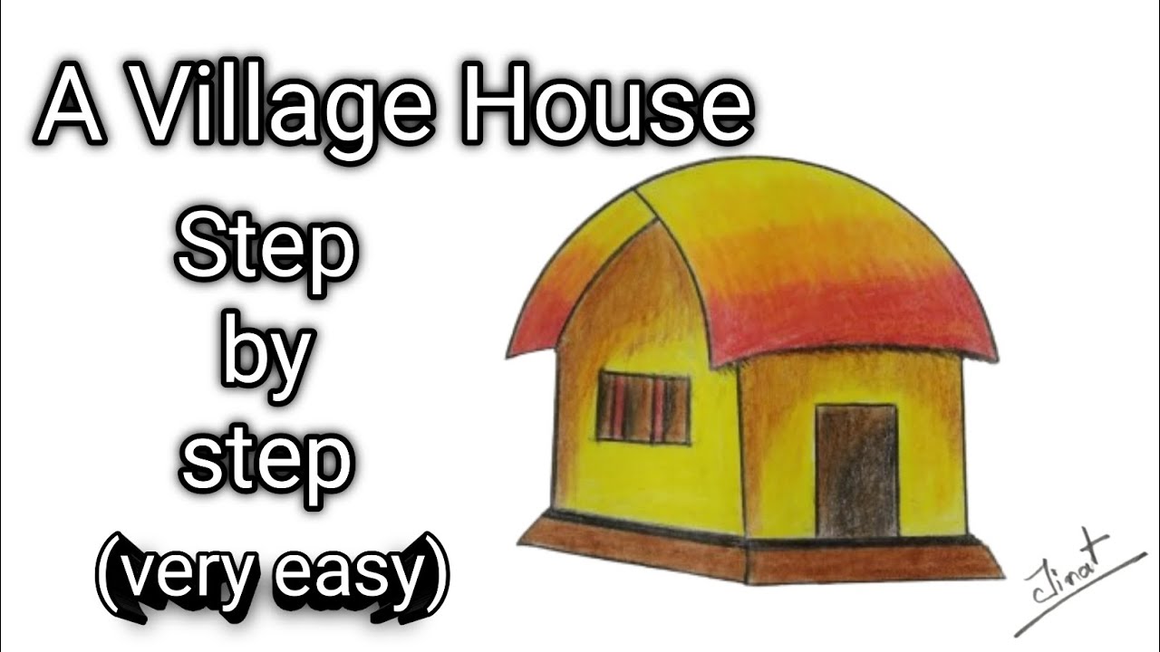 How to draw A Village House step by step (vary easy)||art video ...