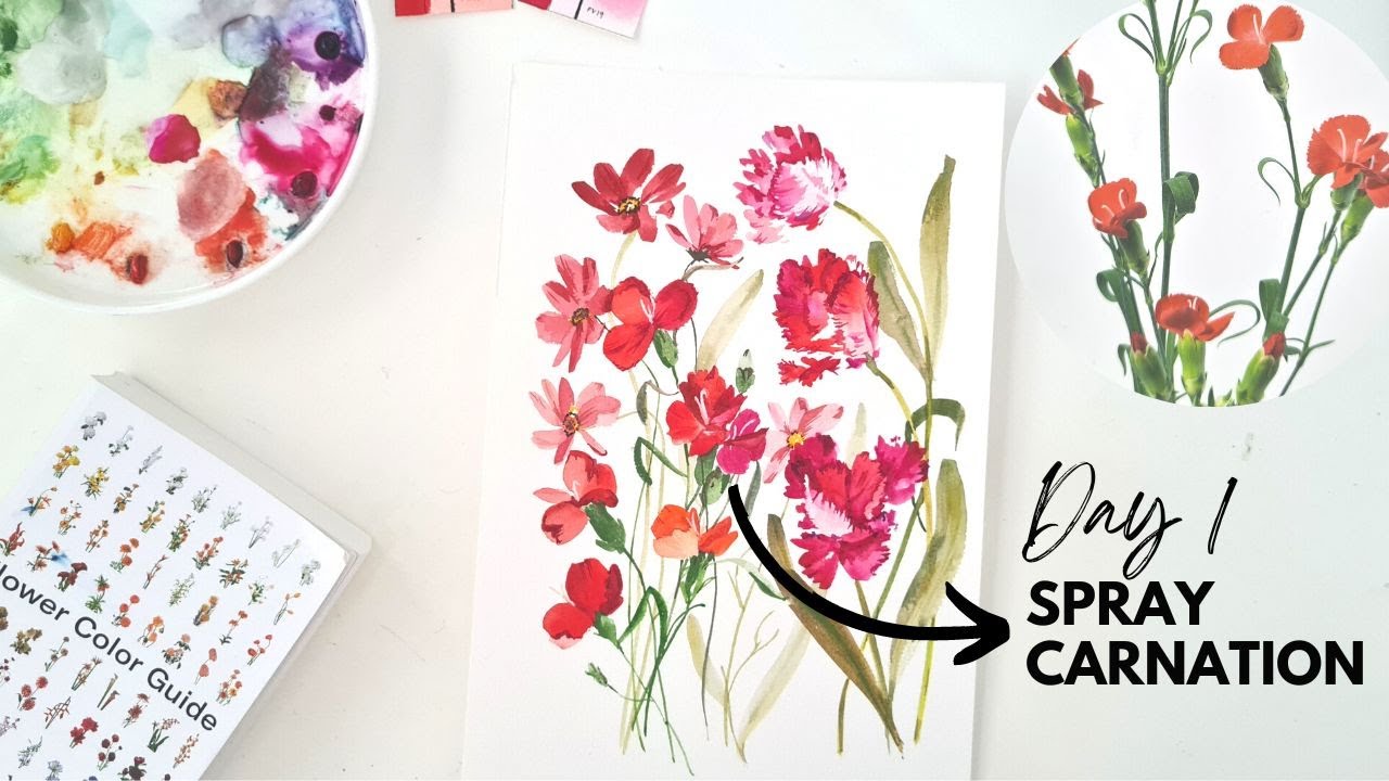 Flower Color Guide Summer Paint Party | Day 1: RED Spray Carnations ...