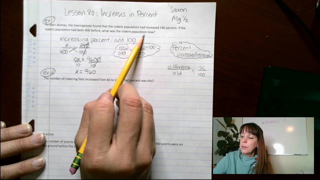 Saxon Pre Algebra, Lesson 080, Increases in Percent - YouTube