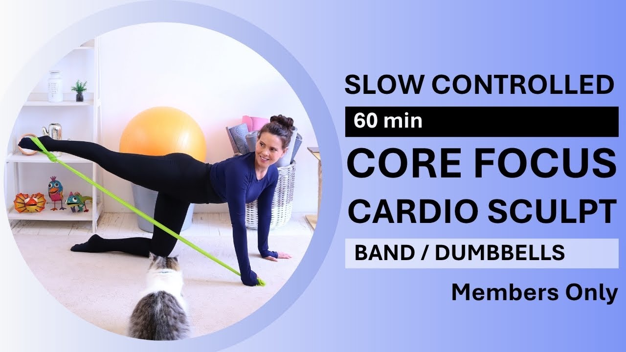 60 MINUTE HOME WORKOUT: Cardio Core Blast with Resistance Band ...