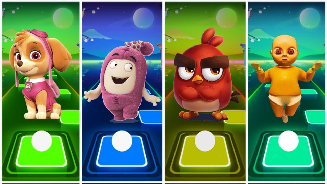 Paw Patrol 🆚 Oddbods 🆚 Angry Birds 🆚 The Baby In Yellow..Tiles Hop Edm ...