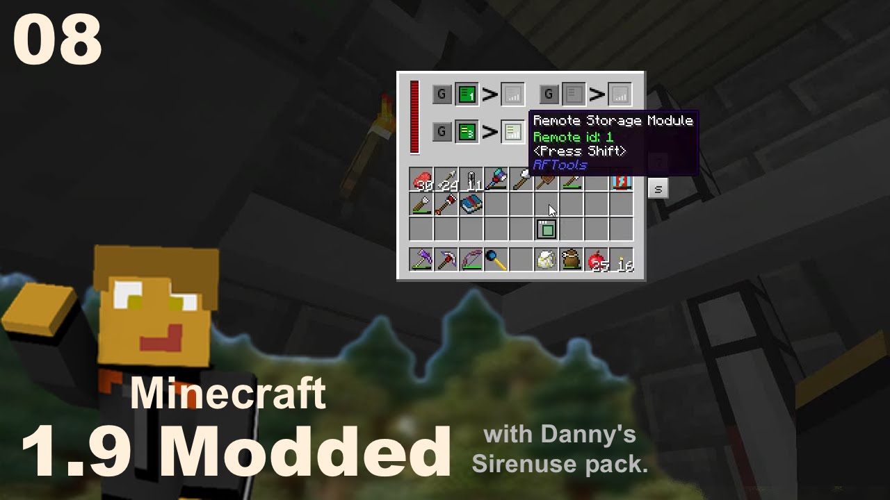 Modded 1.9 - E8 - RF Tools Quarry (Builder) & Remote Storage - YouTube