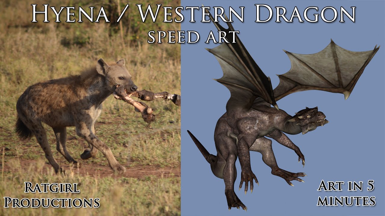 5 Minute Speed Art Hyena and Western Dragon hybrid (actual speed) - YouTube