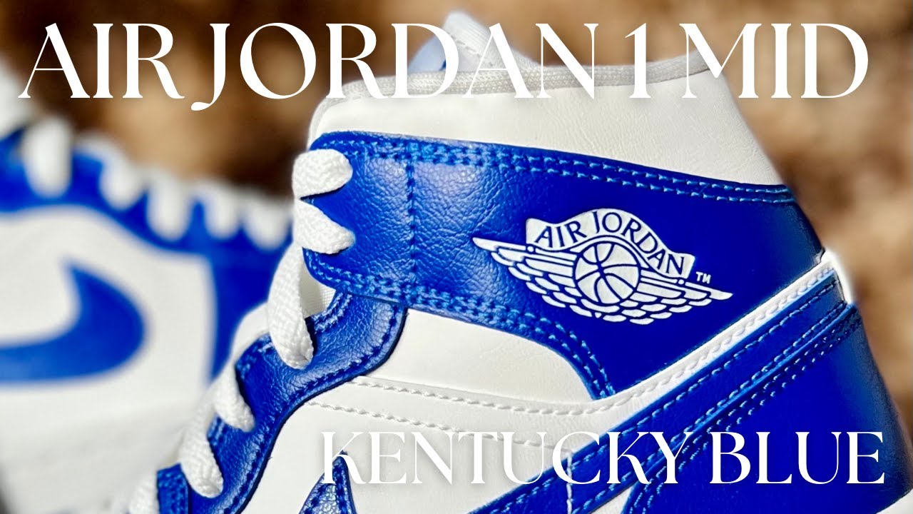 Nike Air Jordan 1 MID Women's Shoes Kentucky Blue Unboxing - YouTube