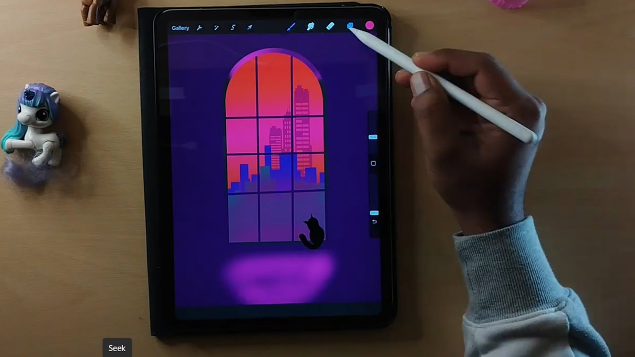 #shorts, A Skyline view from window using Procreate digital drawing ...