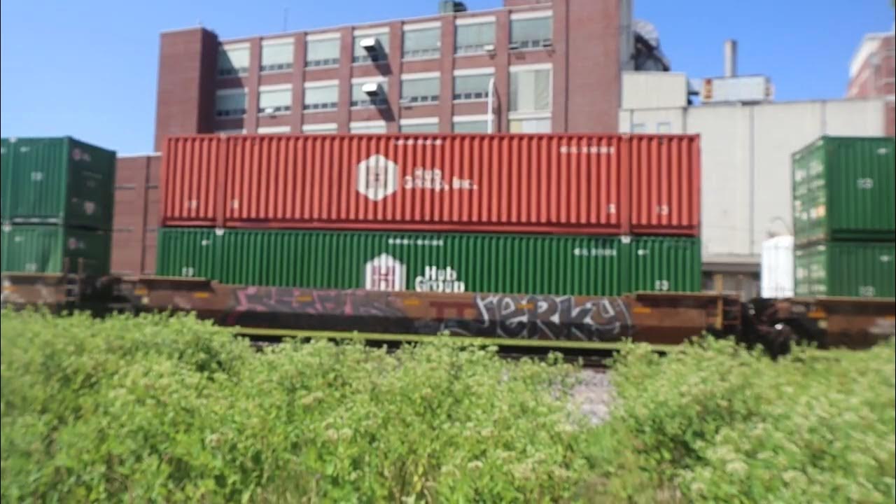 A Westbound Intermodal Lead By CN 2329 {MLW M636} Battle Creek Michigan - YouTube