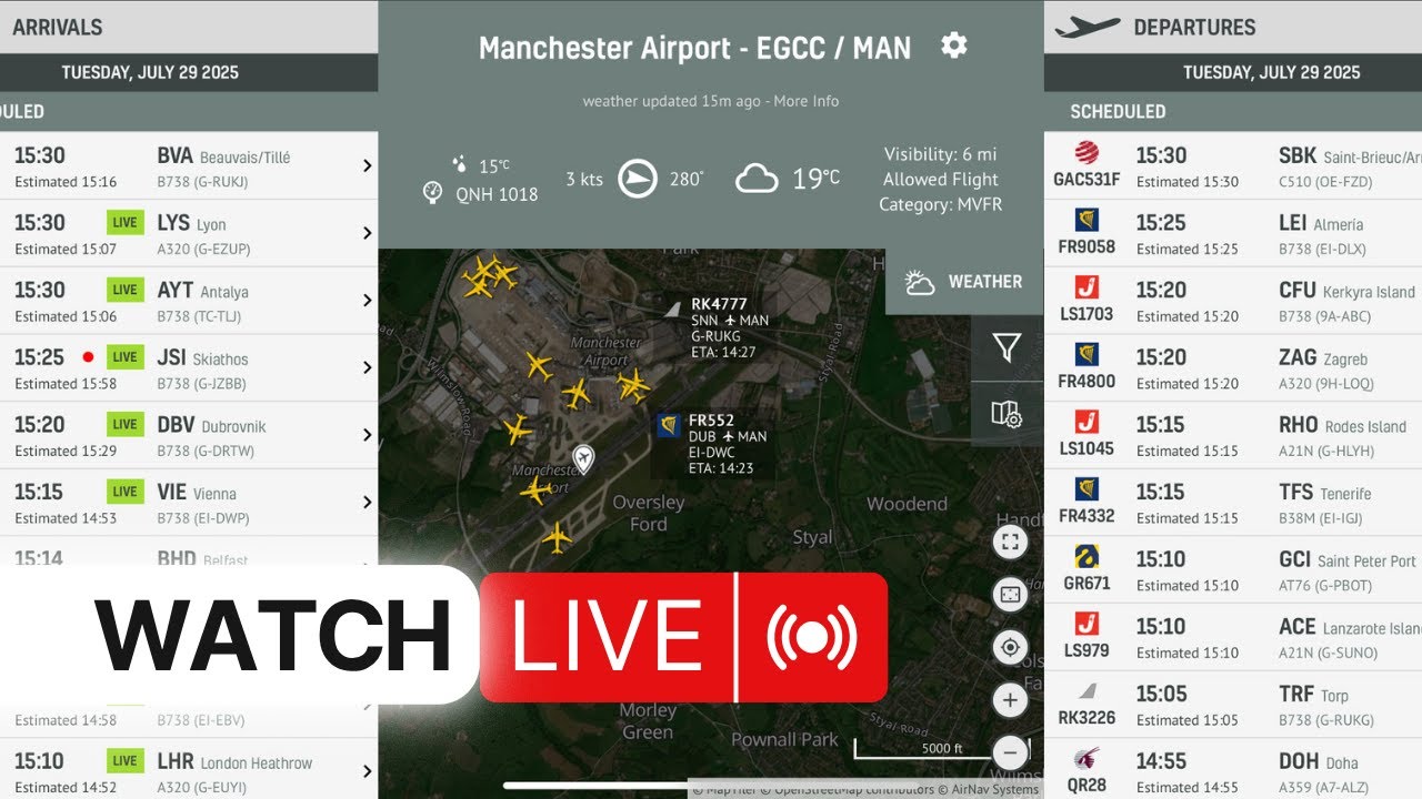 Manchester Airport Live Stream Real-Time Flight Tracker + Aircraft ...