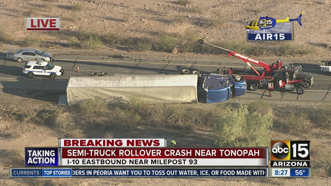 Semi-truck rollover on I-10 eastbound causes serious delays near ...