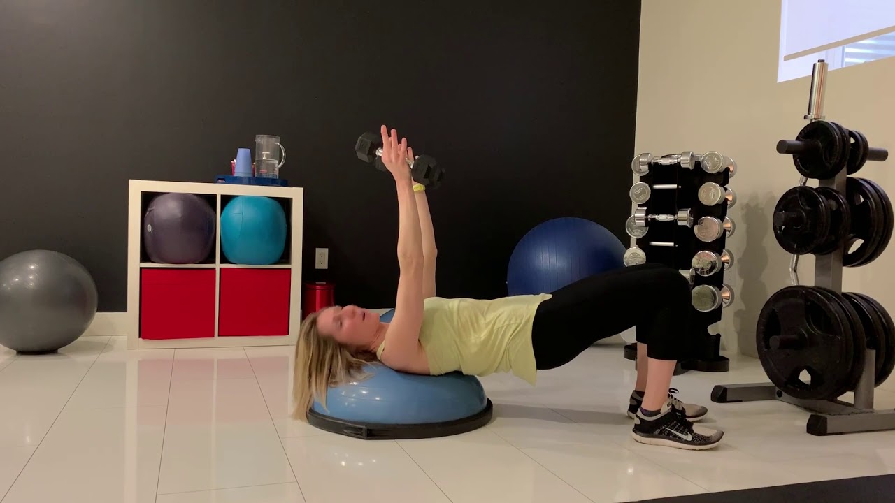 Triceps Overhead Press On Bosu - YouTube