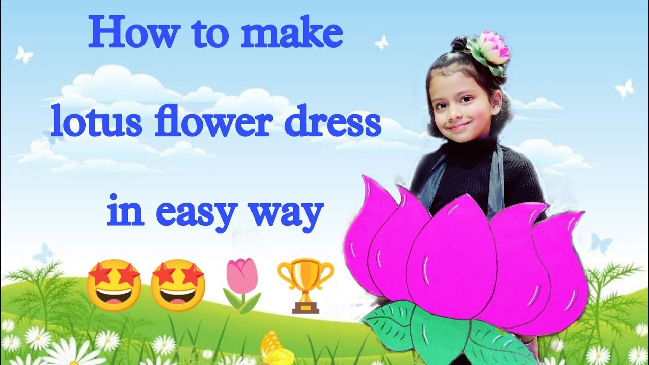 Easy way to make Lotus flower 🤩|Fancy dress Lotus flower making🌷| kids Fancy dress competition🏆 ...